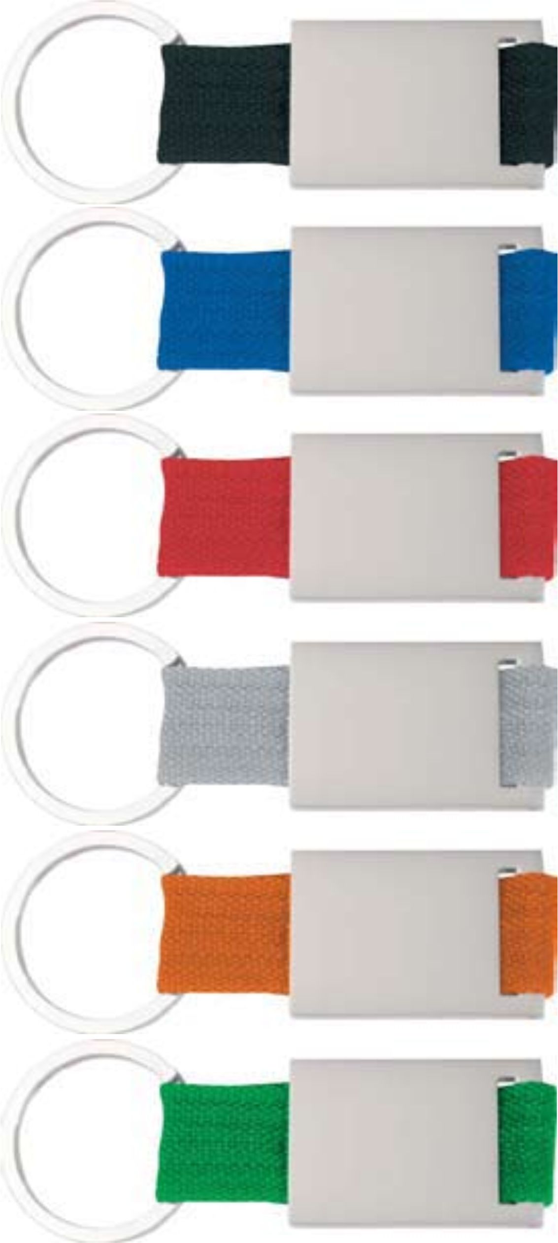 Breloc dreptunghiular din metal cu tesut colorat din poliester ...